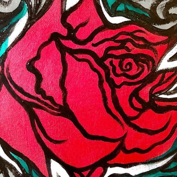 Wall Decor | Unique Cartoon Trippy Rose Acrylic Painting | Poshmark